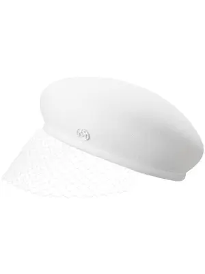 MAISON MICHEL Bonnie Veil Beret - White