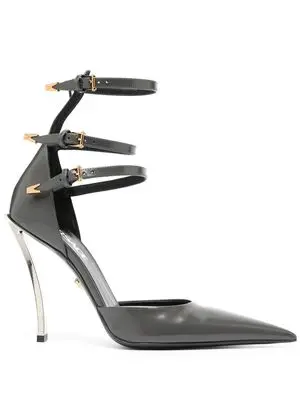 Versace 110mm Leather Pumps - Grey