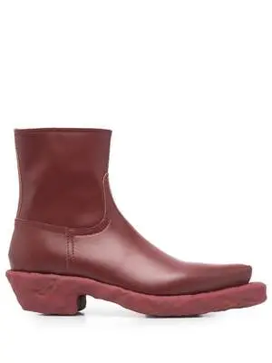 Camper Leather Ankle Boots - Red