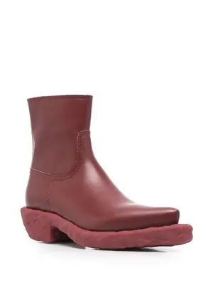 Camper Leather Ankle Boots - Red