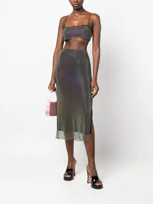 ROTATE BY BIRGER CHRISTENSEN Strappy Crystal-embellished Crop Top