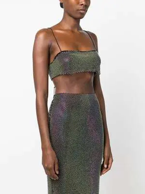 ROTATE BY BIRGER CHRISTENSEN Strappy Crystal-embellished Crop Top