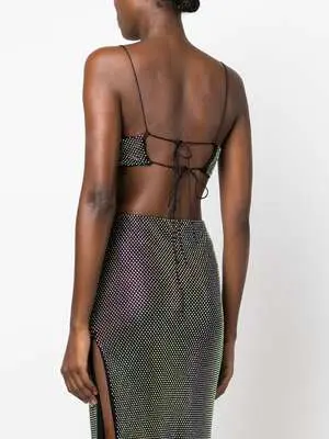 ROTATE BY BIRGER CHRISTENSEN Strappy Crystal-embellished Crop Top