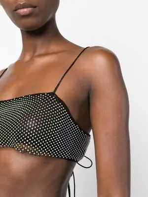 ROTATE BY BIRGER CHRISTENSEN Strappy Crystal-embellished Crop Top