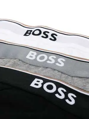 BOSS Logo-waistband Briefs Set Of 3 - Black