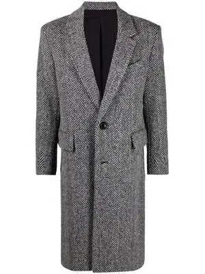 Ami Chevron-pattern Single-breasted Coat