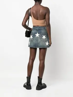 Palm Angels Star-motif Denim Mini Skirt