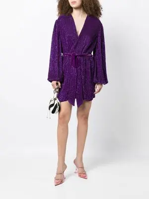 Retrofete Gabrielle Sequin-embellished Wrap Dress - Purple