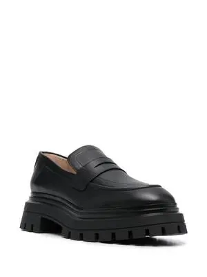 STUART WEITZMAN Almond-toe Leather Loafers - Black