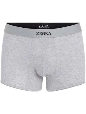 Zegna Logo-waistband Cotton Boxers - Grey
