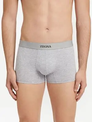 Zegna Logo-waistband Cotton Boxers - Grey