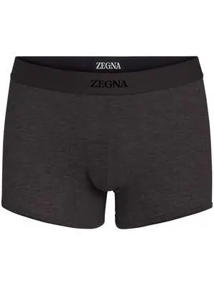 Zegna Logo-waistband Cotton Boxers - Black