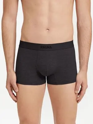 Zegna Logo-waistband Cotton Boxers - Black