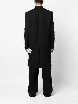 Off-White Intarsia-graffiti Logo Single-breasted Coat