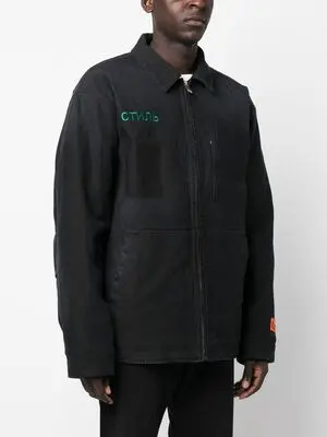 Heron Preston Logo-embroidered Denim Jacket - Black