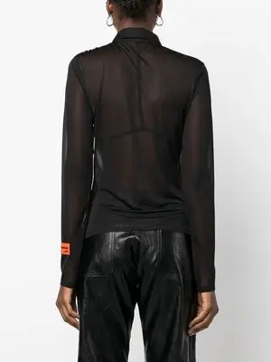 Heron Preston Georgette Ruched Long-sleeve Shirt