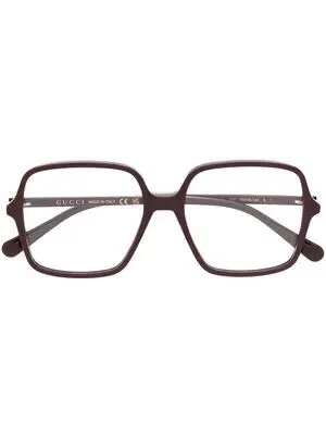 Gucci Oversize Square Frame Glasses - Red