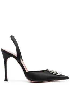 Amina Muaddi Mini Camelia Crystal-embellished Sandals - Black