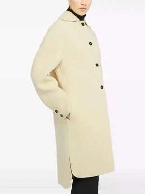 JIL SANDER Single-breasted Virgin Wool Coat - Neutrals
