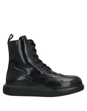 Alexander McQueen Leather Wingtip Lace-up Wedge Ankle Boots