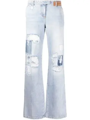 Palm Angels Ripped Straight-leg Jeans - Blue