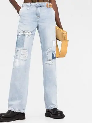 Palm Angels Ripped Straight-leg Jeans