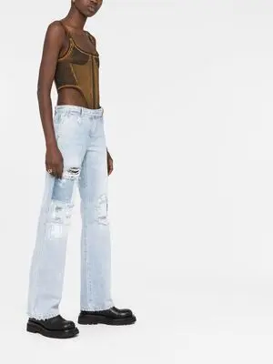 Palm Angels Ripped Straight-leg Jeans
