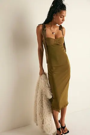 Free People Got Glam Mesh Slip - Fir Green