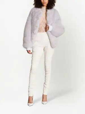 Balmain Leather Skinny Trousers - Neutrals