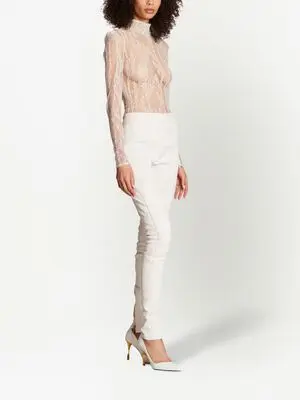 Balmain Leather Skinny Trousers - Neutrals