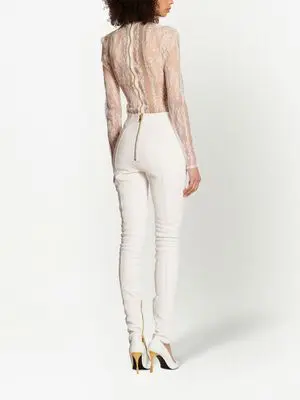 Balmain Leather Skinny Trousers - Neutrals