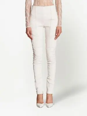 Balmain Leather Skinny Trousers - Neutrals
