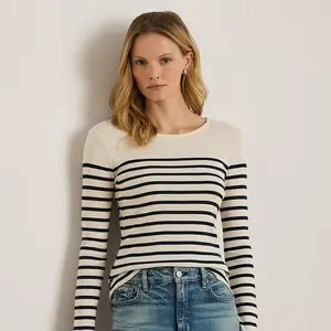 Ralph Lauren Striped Cotton Long-sleeve Tee - Mascarpone Cream/navy