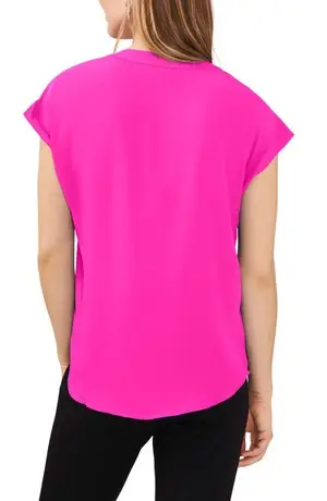 Chaus Split-neck Georgette Blouse - Fiercely Fuchsia 686