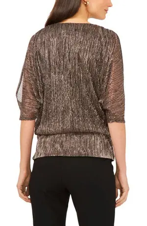 Chaus Metallic V-neck Blouse - Black/copper