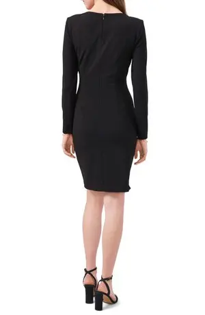Chaus Beaded Neckline Long Sleeve Sheath Dress
