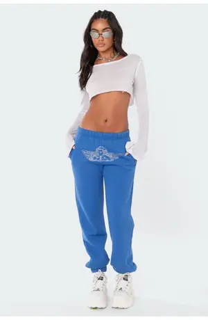 EDIKTED Angie Rhinestone Sweatpants