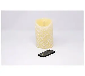 LUMINARA 5' Medallion Embossed Flameless Candle With Remote - One-color