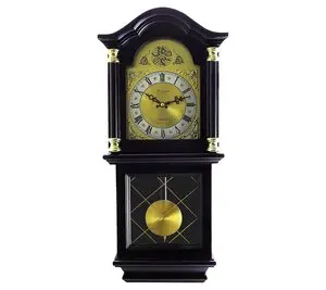 BEDFORD CLOCK COLLECTION 26 Inch Chiming Pendulum Wall Clock In Antique Mahogany - One-color