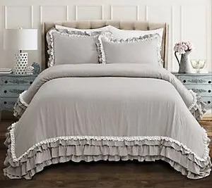 LUSH DECOR Ella Shabby Chic Ruffle Lace 3-piece King Comfo Rter Set - One-color