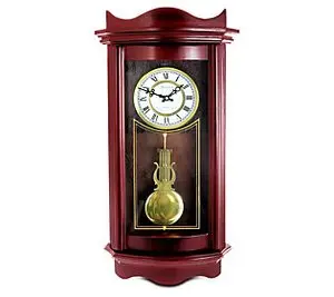 BEDFORD CLOCK COLLECTION Weathered Chocolate Cherry Wood 25in Wall Clock With Pendulum - One-color
