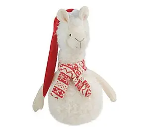 NORTHLIGHT 17.75' White Llama W/ Red Santa Hat Able Top Decor