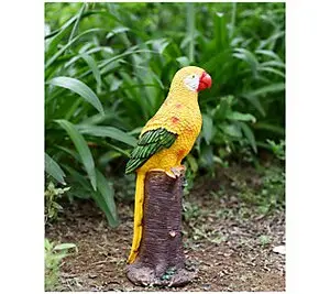 TECHKO Yellow Parrot Statue With Solar Spotligh T