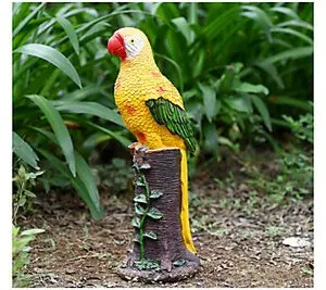 TECHKO Yellow Parrot Statue With Solar Spotligh T