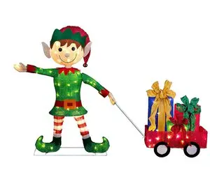 HAUTE DECOR 42' Elf Pulling Wagon - One-color