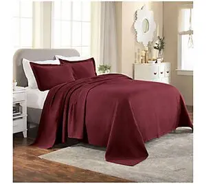 SUPERIOR Matelasse Cotton Basketweave Bedspread Set, Full - One-color