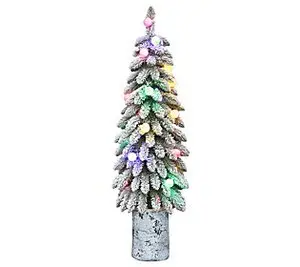 PULEO INTERNATIONAL Puleo Pre-lit 4' Potted Flocked Alpine Christma S Tree - One-color
