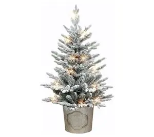 PULEO INTERNATIONAL Puleo 3' B/o Potted Flocked Tree, 458 Tips, 50 Rm White - One-color