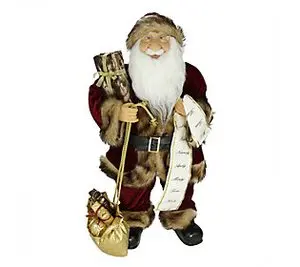 NORTHLIGHT 24' Woodland Standing Santa Claus Fi Ure W/ List - One-color
