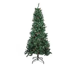 NORTHLIGHT 9' Green Slim Pine Christmas Tree Ulti Lights - One-color